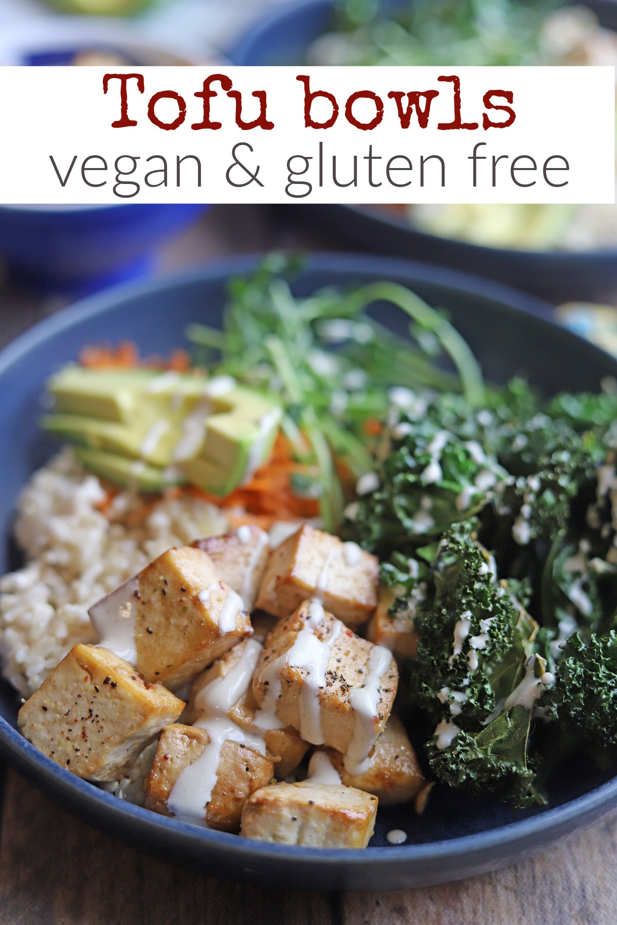 Baked tofu bowls with rice & crispy kale - Cadry's Kitchen