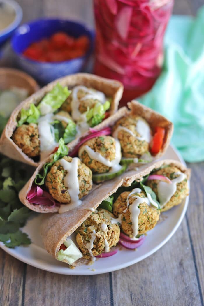 Delicious falafel sandwich in a pita pocket - Cadry's Kitchen