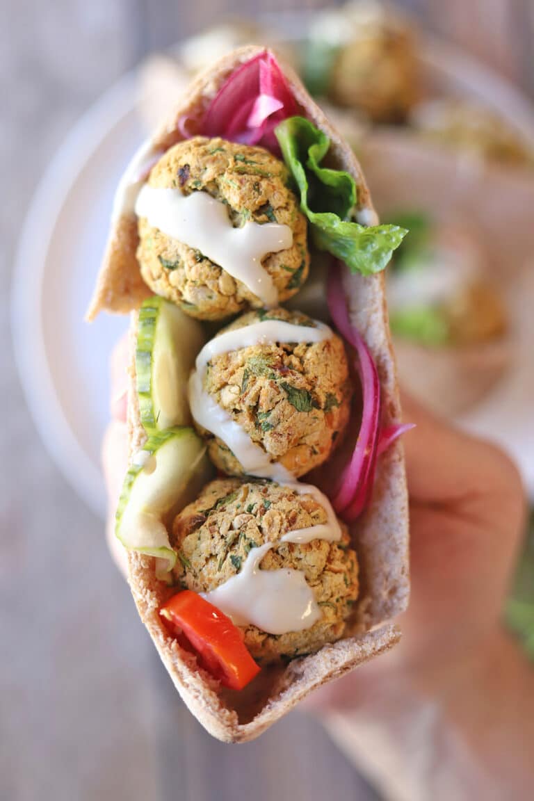 Delicious falafel sandwich in a pita pocket - Cadry's Kitchen