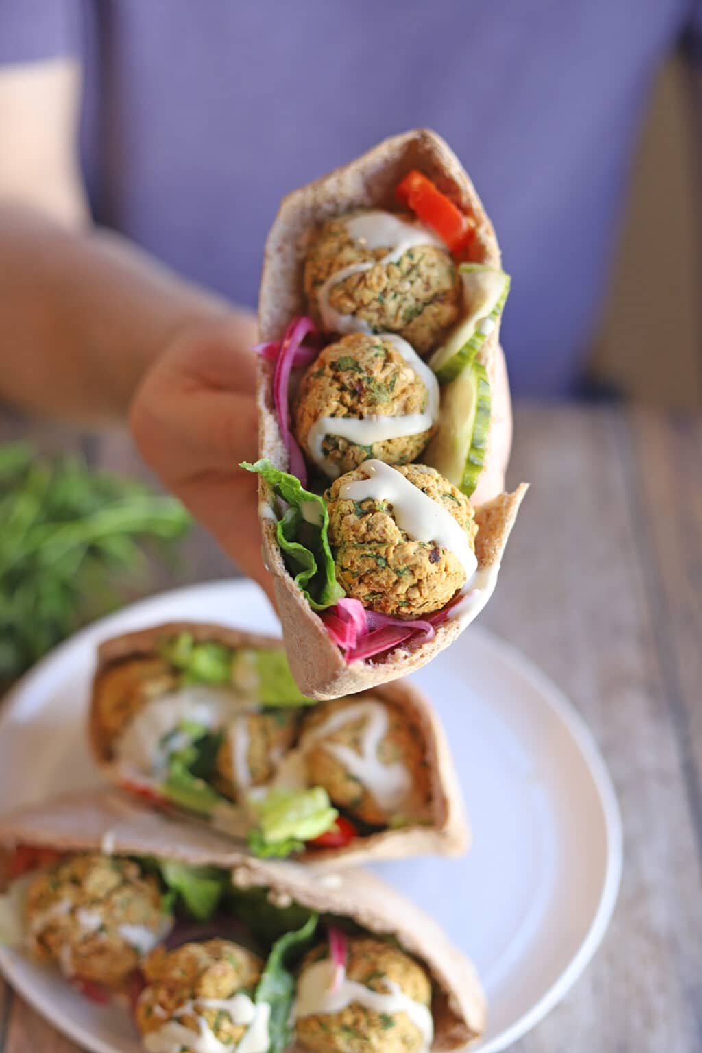 Delicious falafel sandwich in a pita pocket - Cadry's Kitchen