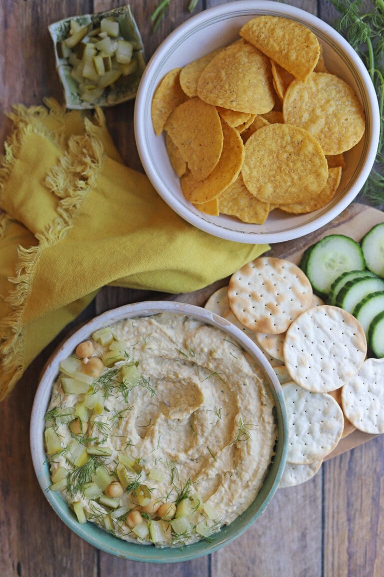 Irresistible dill pickle hummus - Cadry's Kitchen