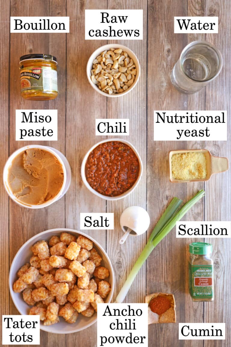 Loaded tater tots with chili & cashew queso - Cadry's Kitchen