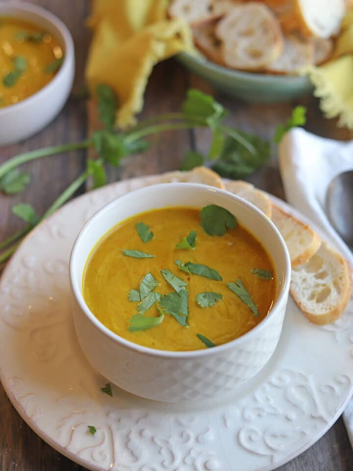 Chunky vegan vegetable beef soup with barley - Cadry's Kitchen