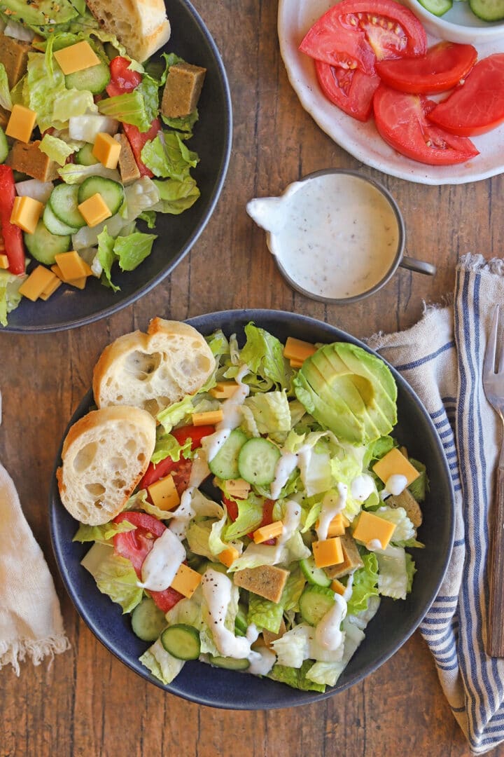 Vegan chef salad with seitan & avocado - Cadry's Kitchen