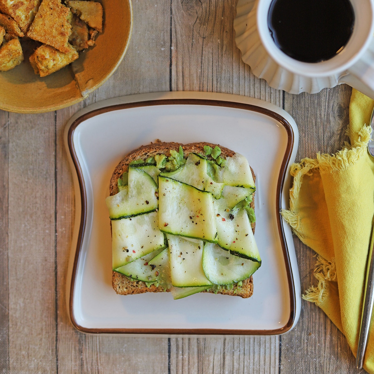 Lemony zucchini ribbons on avocado toast (vegan) - Cadry's Kitchen