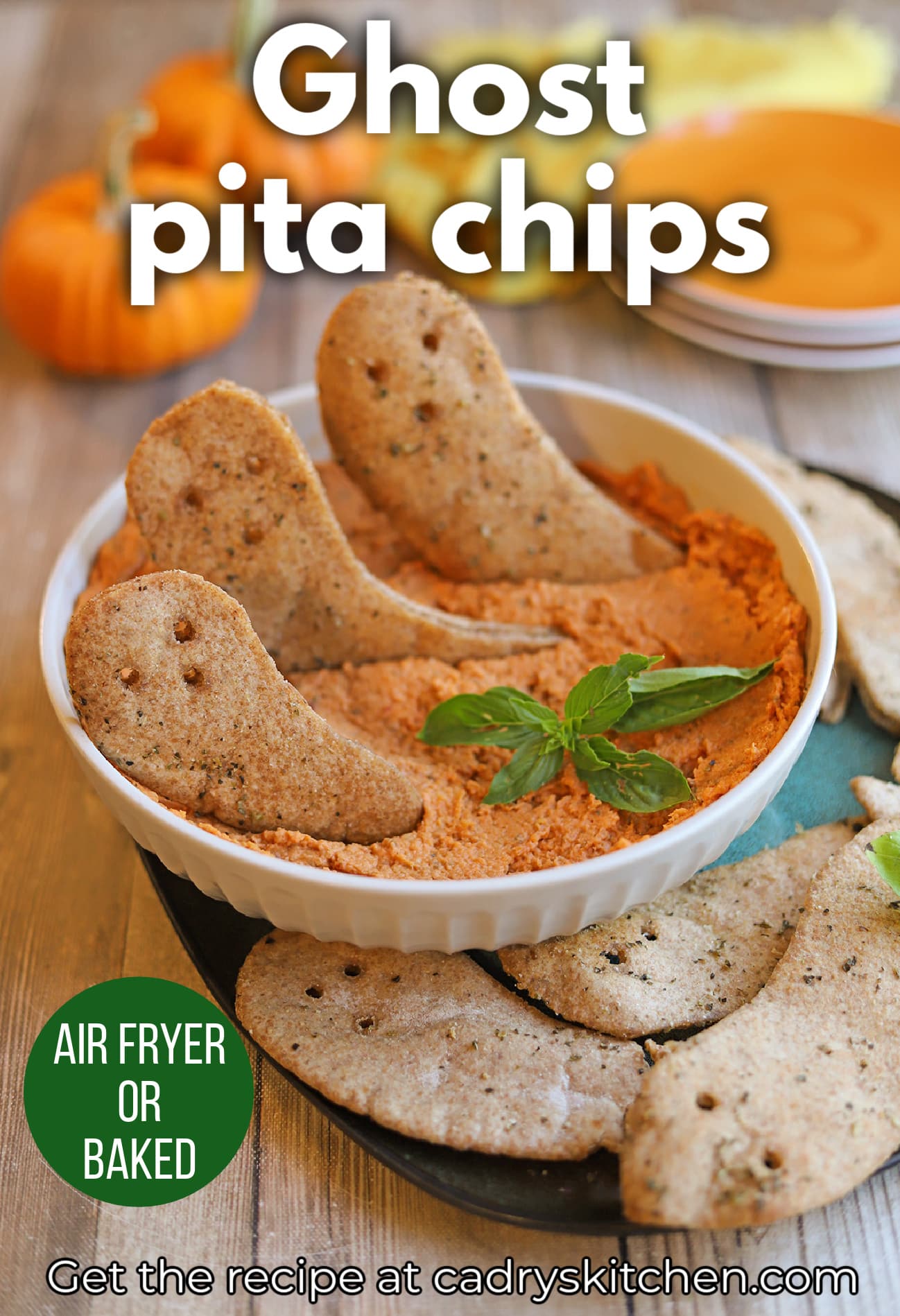 Spooky vegan Halloween snacks: Easy ghost pita chips - Cadry's Kitchen